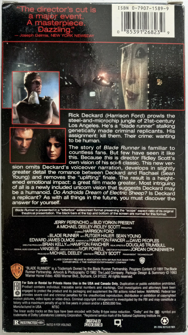 BLADE RUNNER DIRECTOR'S CUT VHS - Neutral Good Books