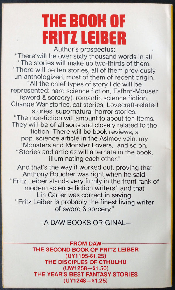 LEIBER, FRITZ The Book of Fritz Leiber - Neutral Good Books