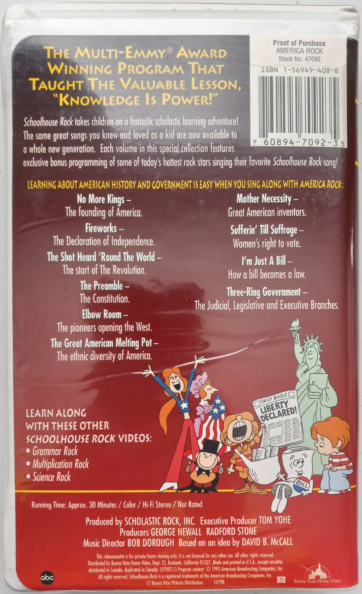SCHOOL HOUSE ROCKS! AMERICA ROCK VHS - Neutral Good Books